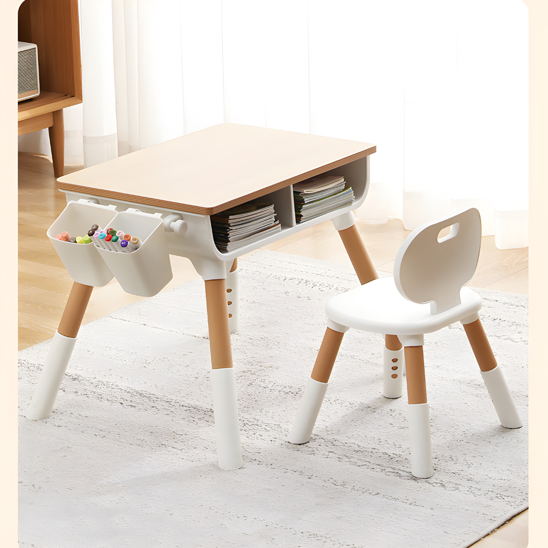 Height Adjustable Wooden Table and Chair Set – EUROPEAN HOUSE HOLD