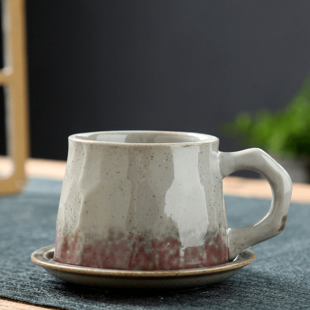 Handmade Japanese Coffee Mug With Saucer And Handle 320ML - Tradition ...