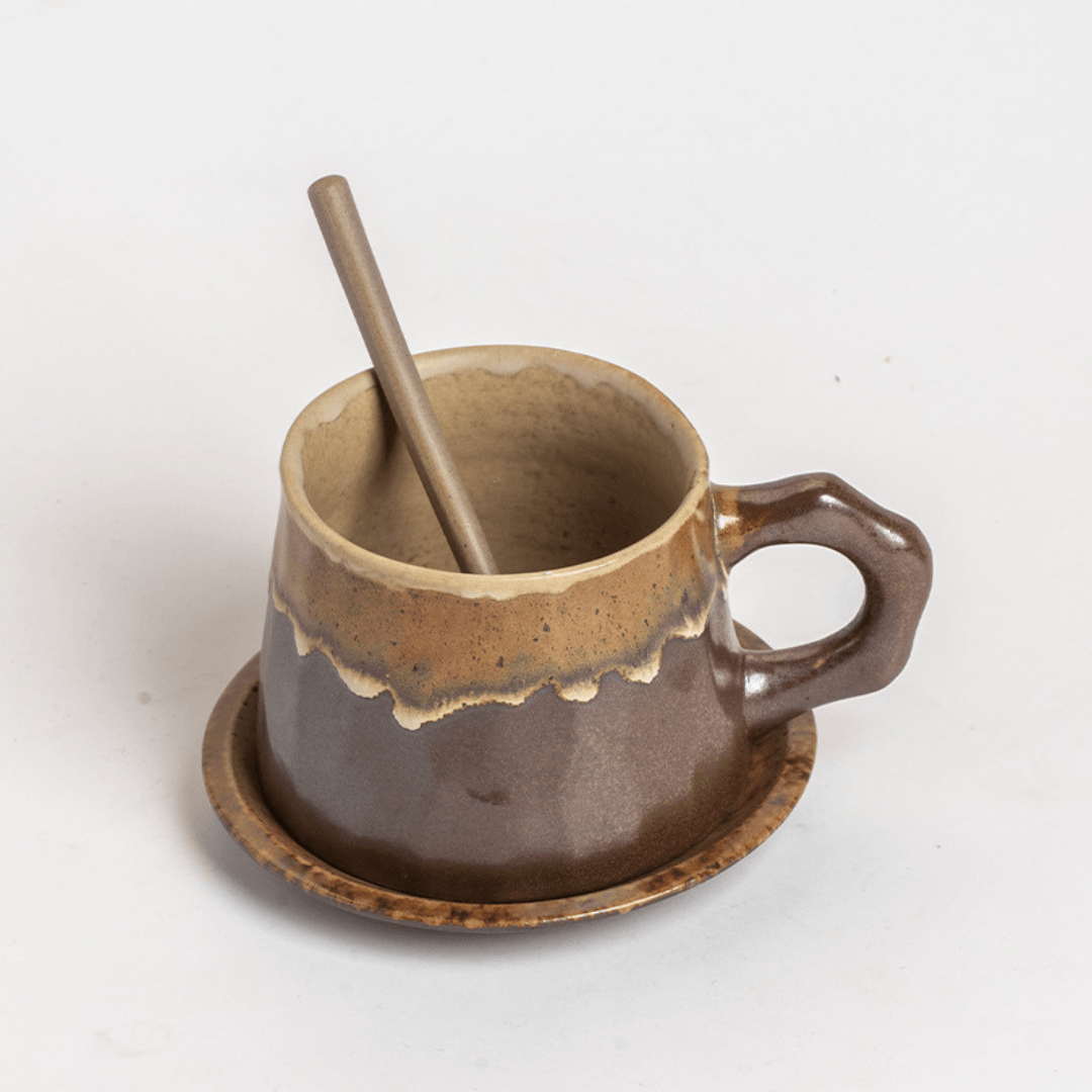 Handmade Japanese Coffee Mug With Saucer And Handle 320ML - Tradition ...